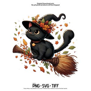 Halloween Black Cat PNG, Fall Cat Png, Cute Halloween Cat Clipart ...