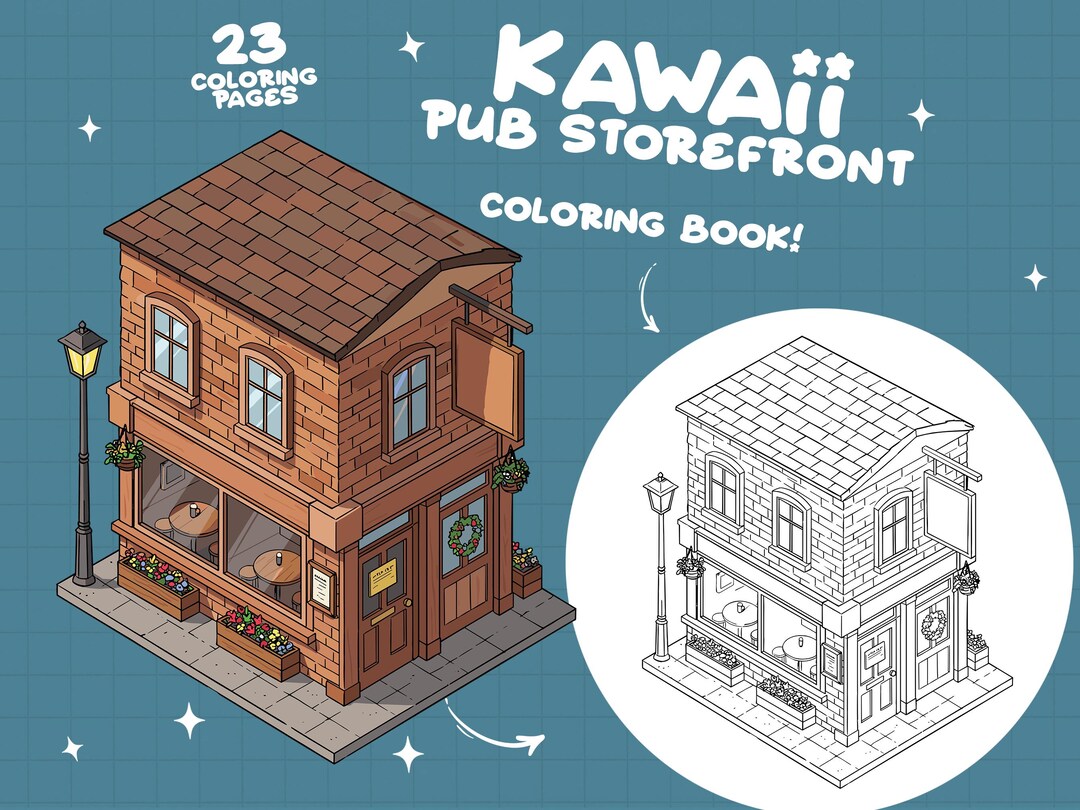 Pub Storefront Coloring Tavern Bar Coloring Building Rustic Coloring ...