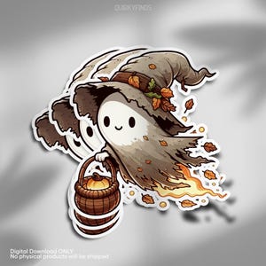 Cute Fall Ghost PNG, Witch Ghost PNG, Autumn Ghost Png, Fall Halloween ...