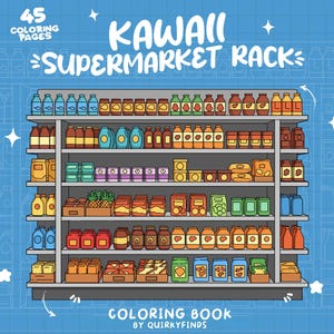 Grocery Rack Coloring Shop Coloring Book Market Coloring Store Kawaii ...