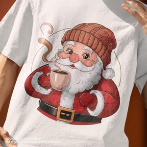 Christmas Santa Coffee Png, Cozy Christmas Clipart, Cute Santa Claus ...