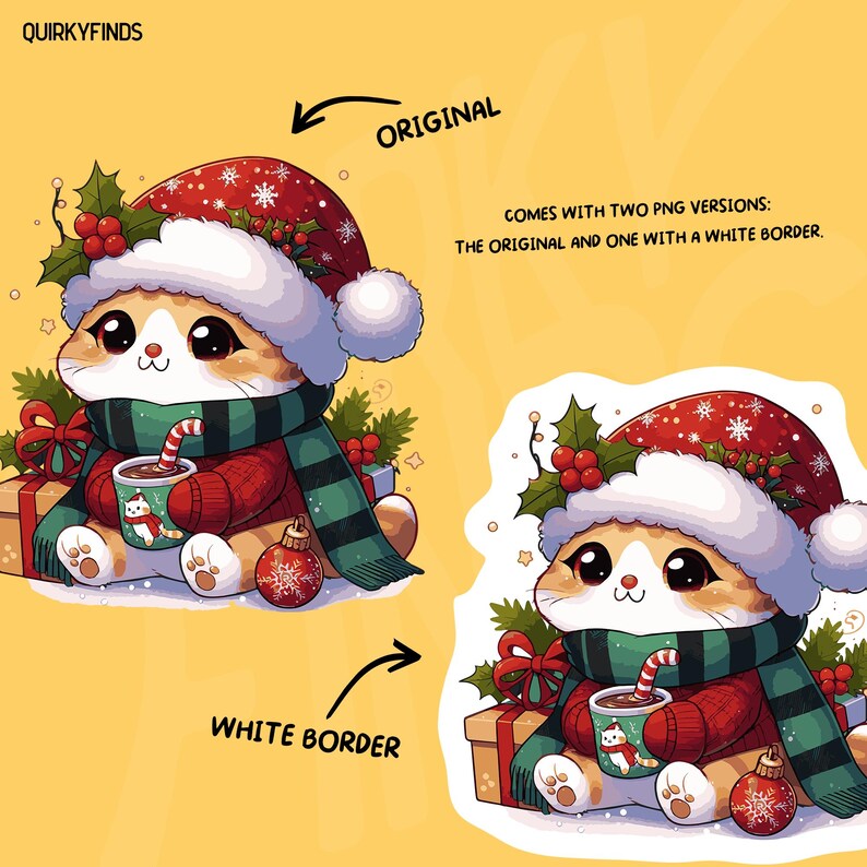 Cute Christmas Cat PNG, Meowy Christmas Kitten, Cozy Season Png, Funny ...