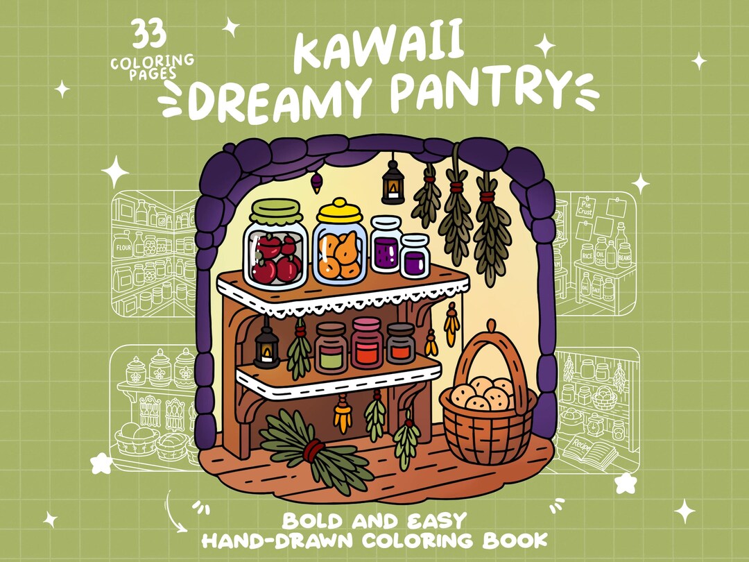Pantry Coloring Shelf Bold Easy Coloring Book Kitchen Coloring Comfy ...