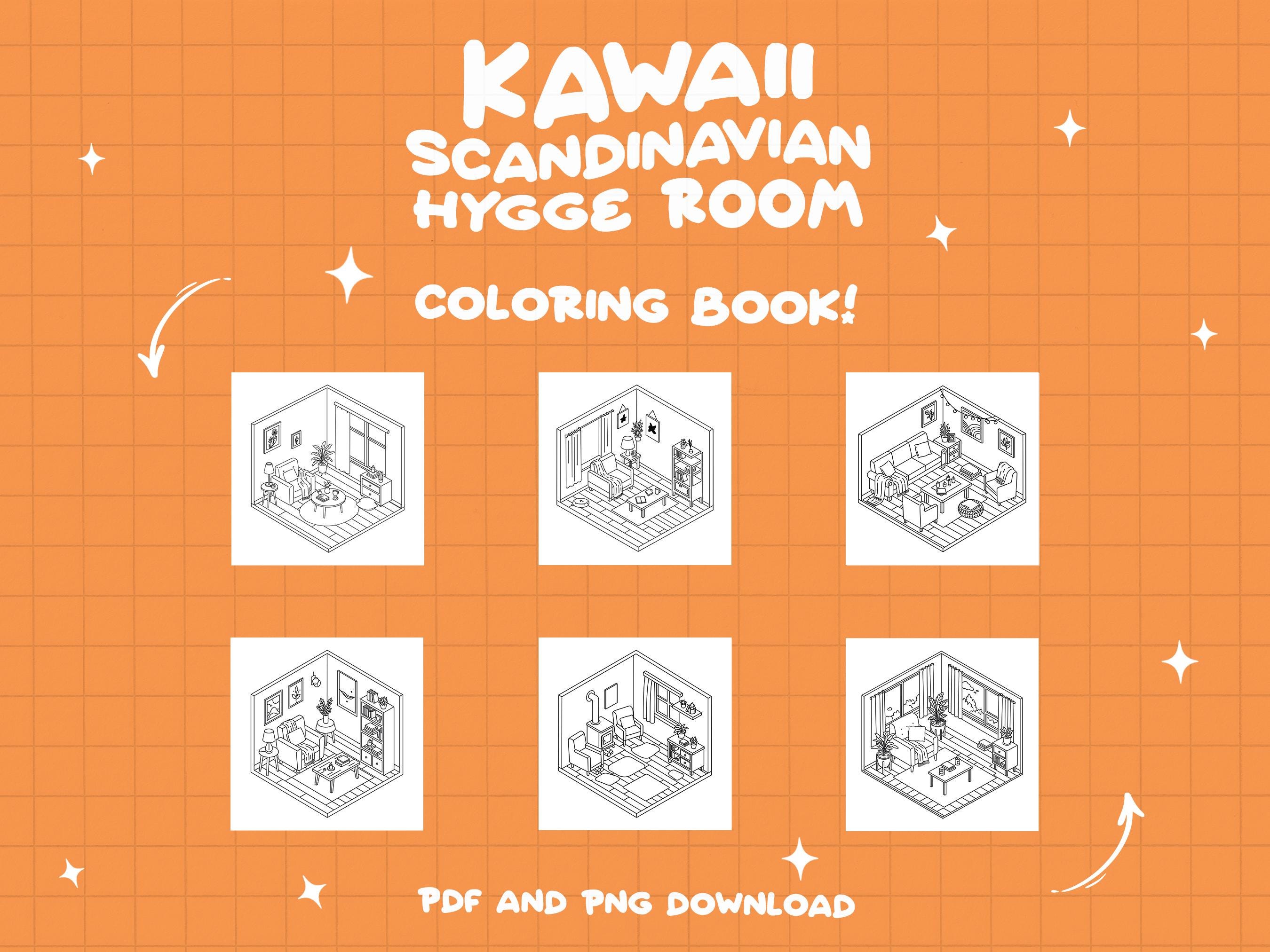 Scandi Coloring Cozy Hygge Coloring Book Interior Coloring Minimalist ...