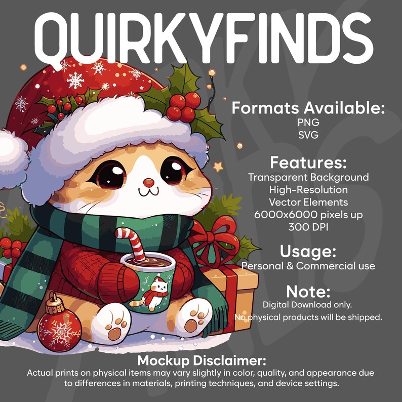 Cute Christmas Cat PNG, Meowy Christmas Kitten, Cozy Season Png, Funny ...