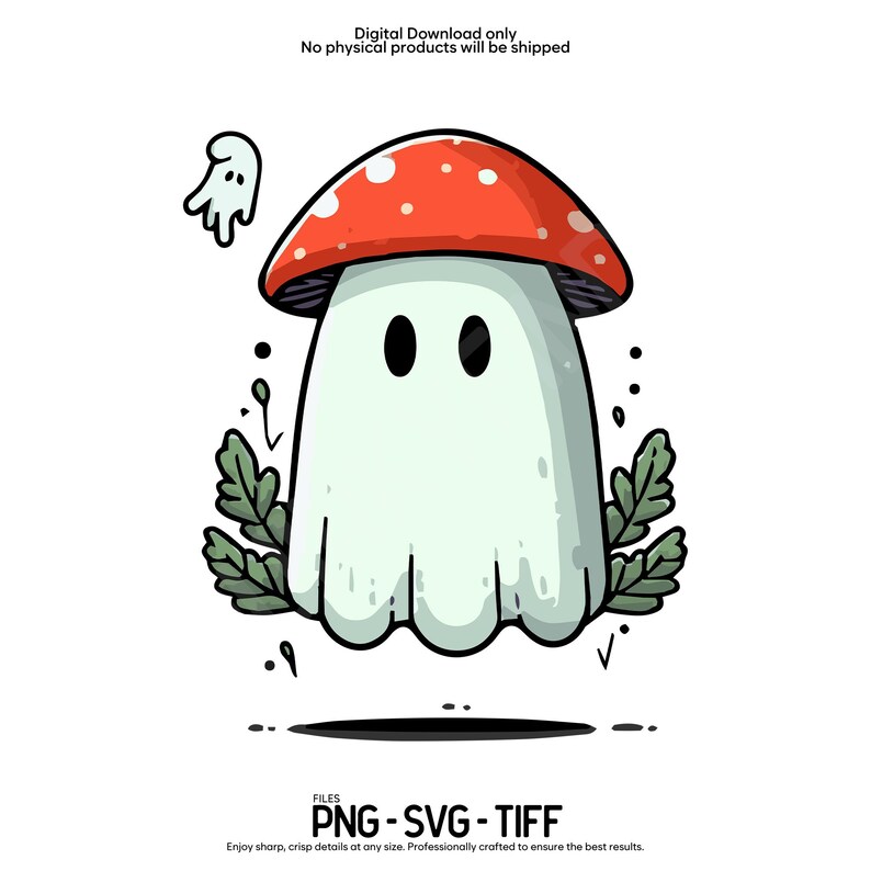Spooky Halloween Mushroom Ghost PNG, Cute Kawaii Mushroom Shirt Design ...