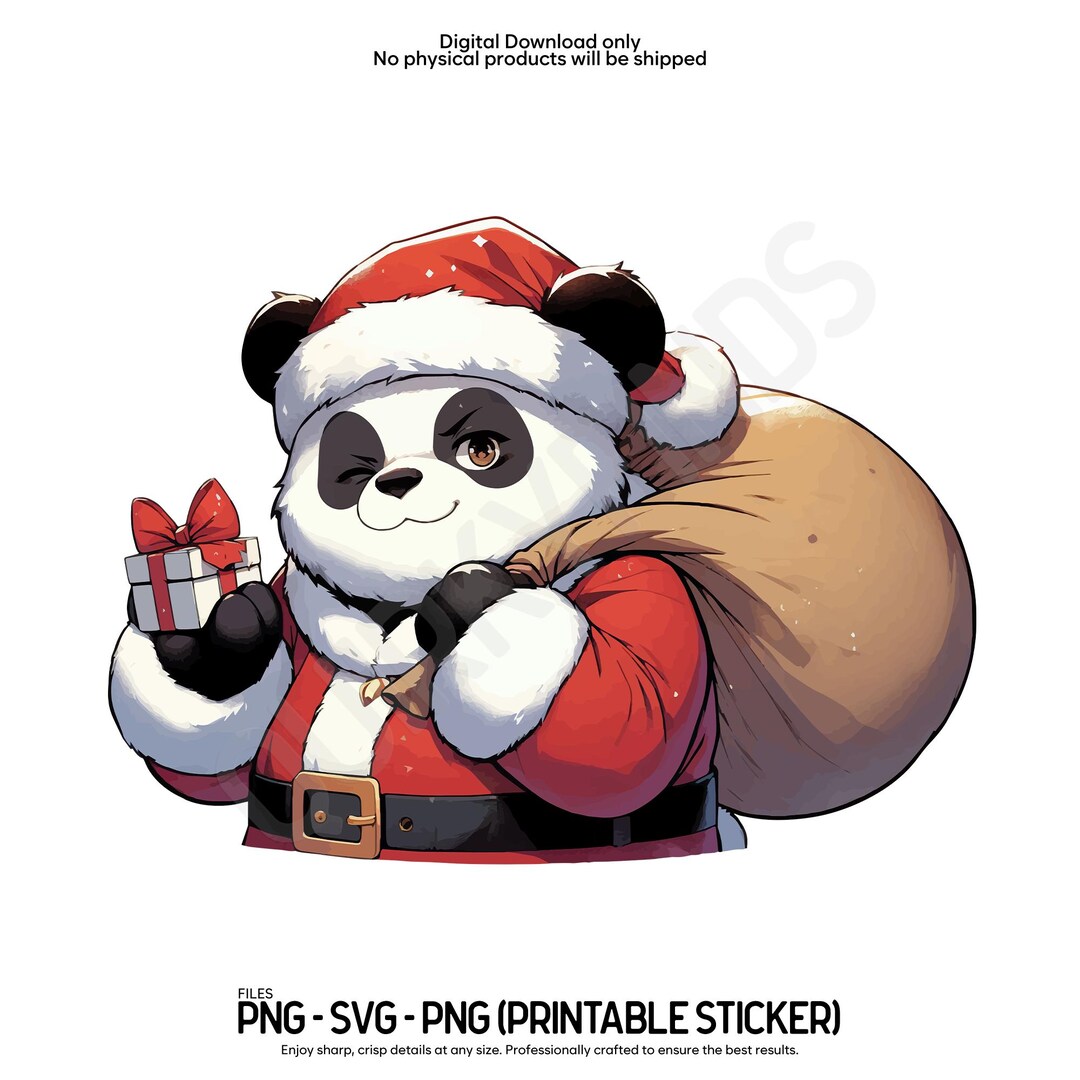 Christmas Panda Bear Santa, Cute Santa PNG, Funny Santa Claus PNG ...