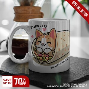 Purrito Wrap Cat Burrito Kawaii Cat Stickers PNG Food Cat Lover Gift ...