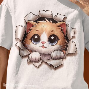 3d Hole in Wall PNG, Peeking Cat Sticker PNG, Kawaii Cat 3d Cat Hole in ...