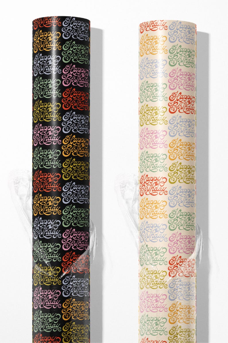 Retro Birthday Wrapping Paper Colorful Gift Wrap Kids Birthday Party ...