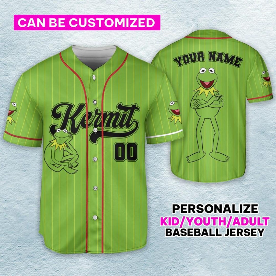 Personalize the Muppet Kermit Frog Green Baseball Jersey, Muppet ...