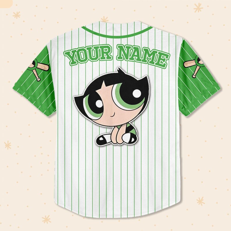 Custom Buttercup Powerpuff Girl Baseball Jersey, Retro Power Puff Girls ...