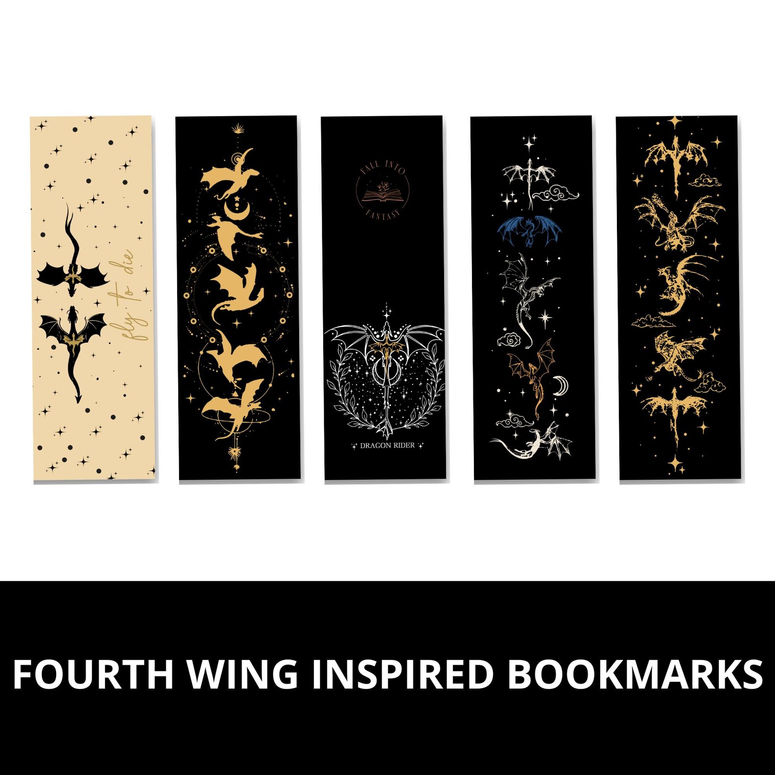Fourth Wing Inspired Bookmarks: Fantasy Dragon Designs (digital ...