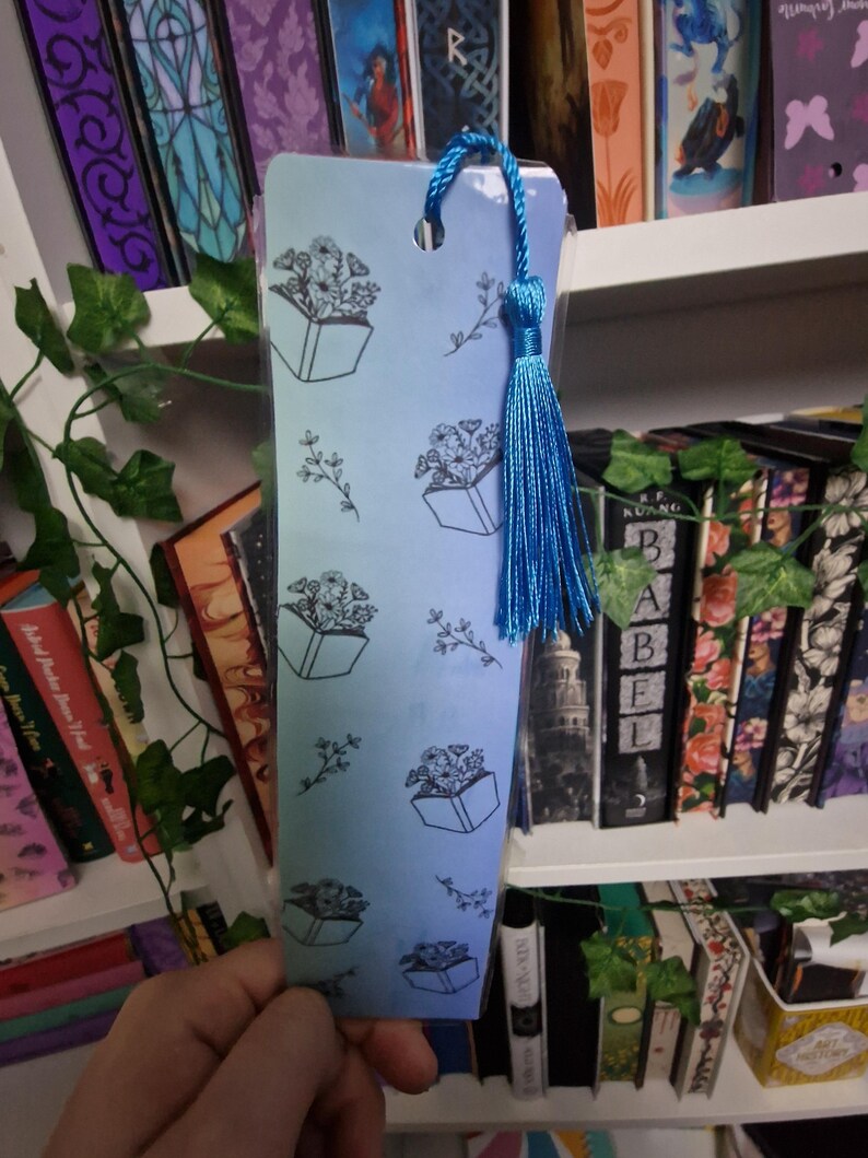 Floral Open Book Laminated Bookmarks Set of 2 Elegant Page Markers ...