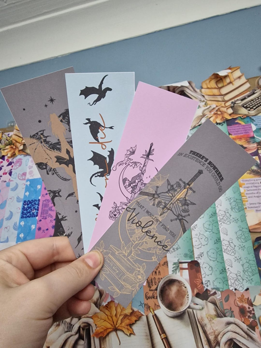 Fourth Wing Inspired Themed Laminated Bookmarks | Set of 4 Fantasy ...