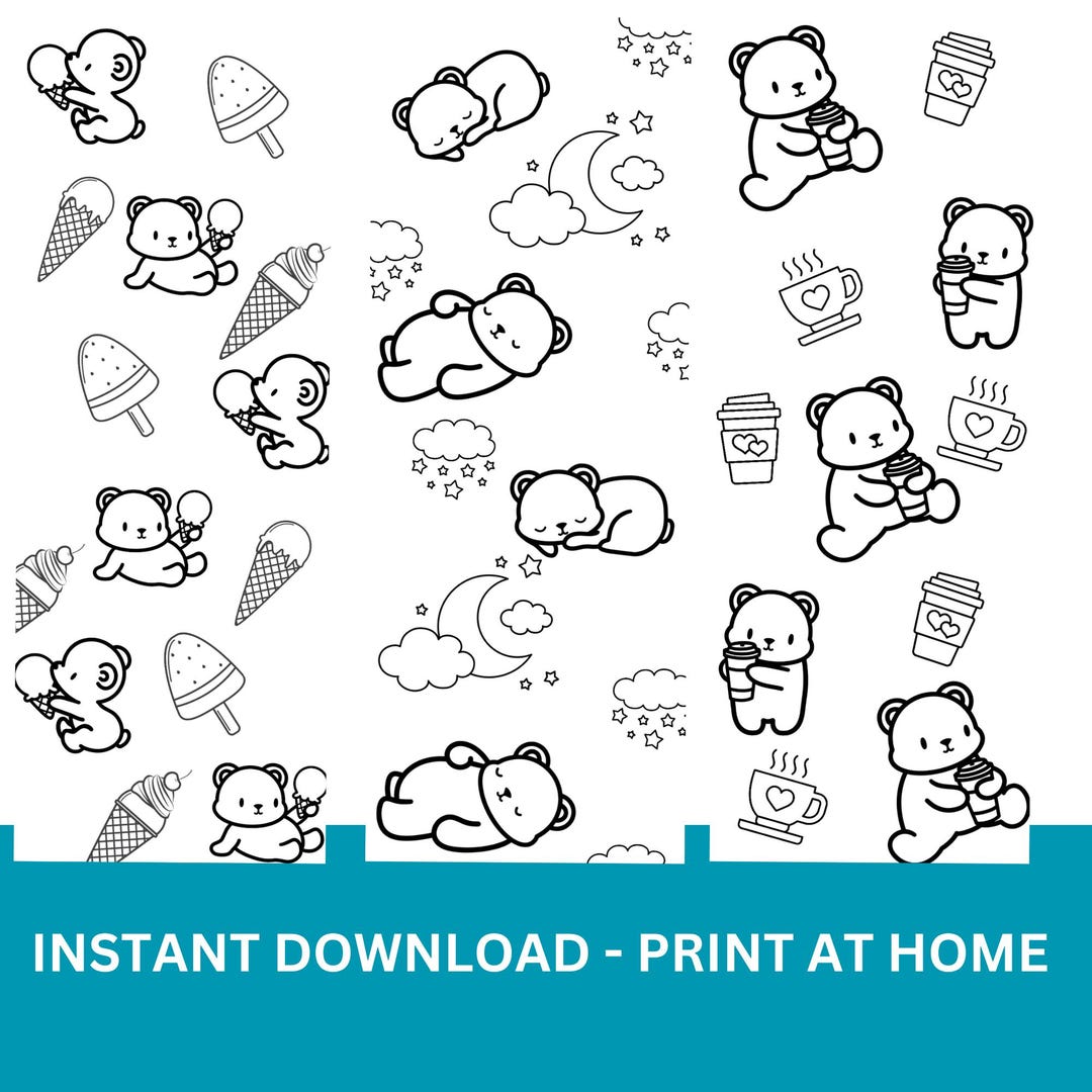 DIY Coloring Bookmarks | Cute Bear Theme |printable Digital Download ...
