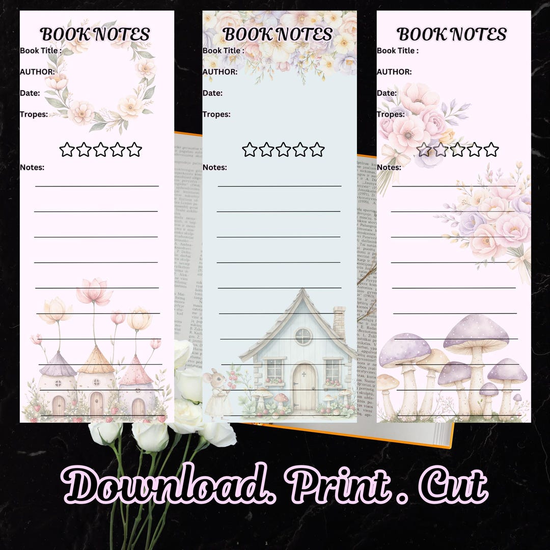 Printable Book Notes Bookmark | Cottagecore Mouse Theme | Digital ...