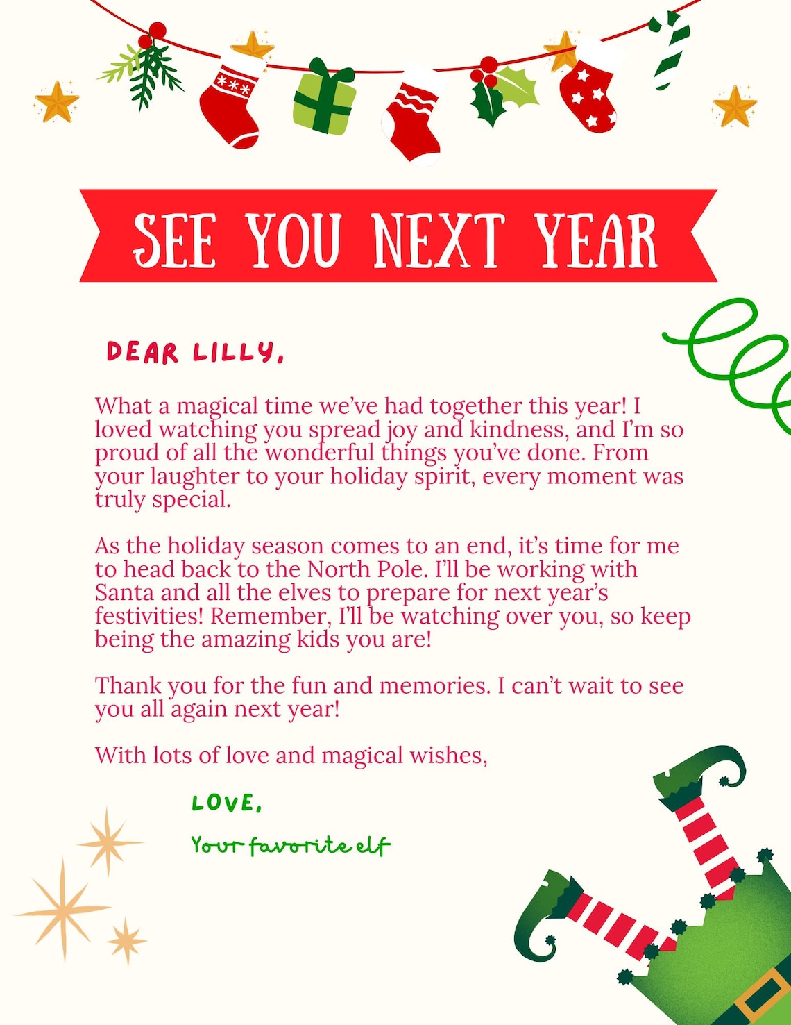 Editable Elf on the Shelf Goodbye Letter - Etsy