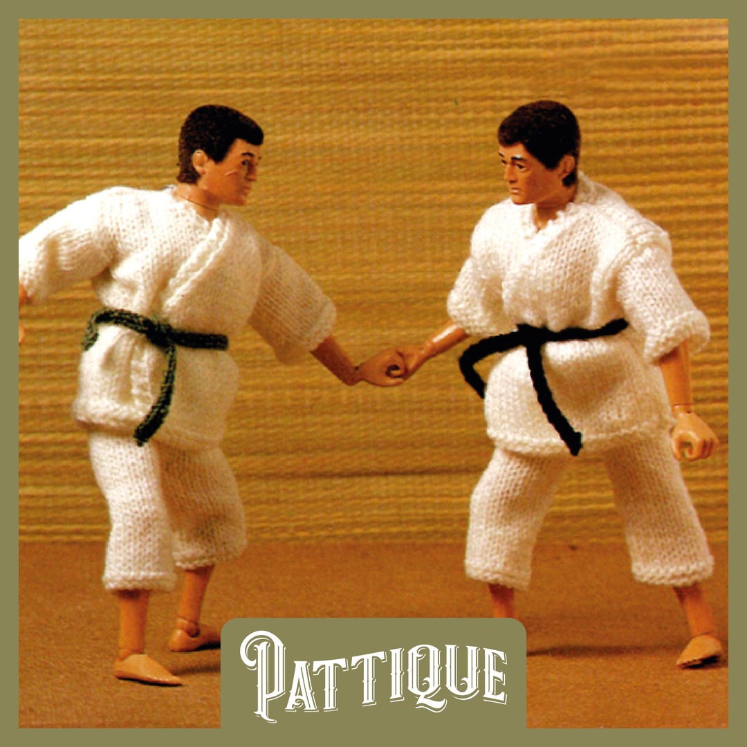 3 Pieces Doll Clothes Vintage Knitting Pattern - Dolls Judo Suit Jacket ...