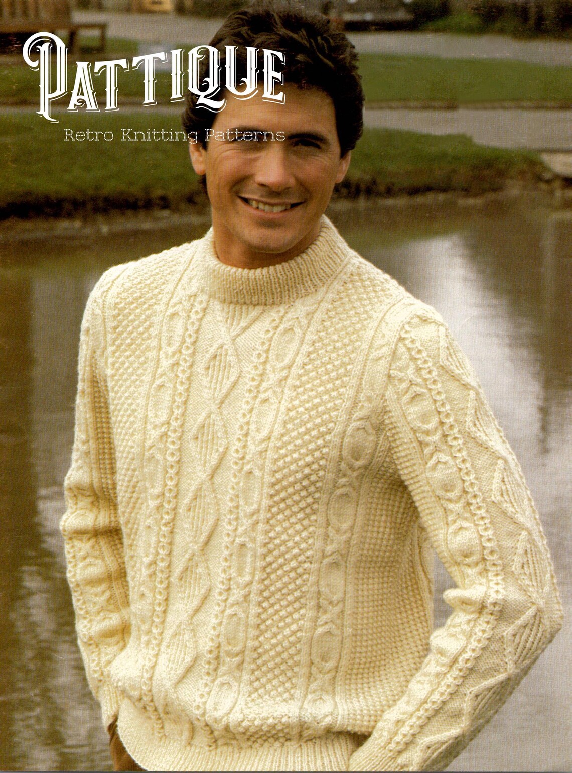 Men's Classic Aran Cable Sweater Knitting Pattern - Stylish Fashionable ...