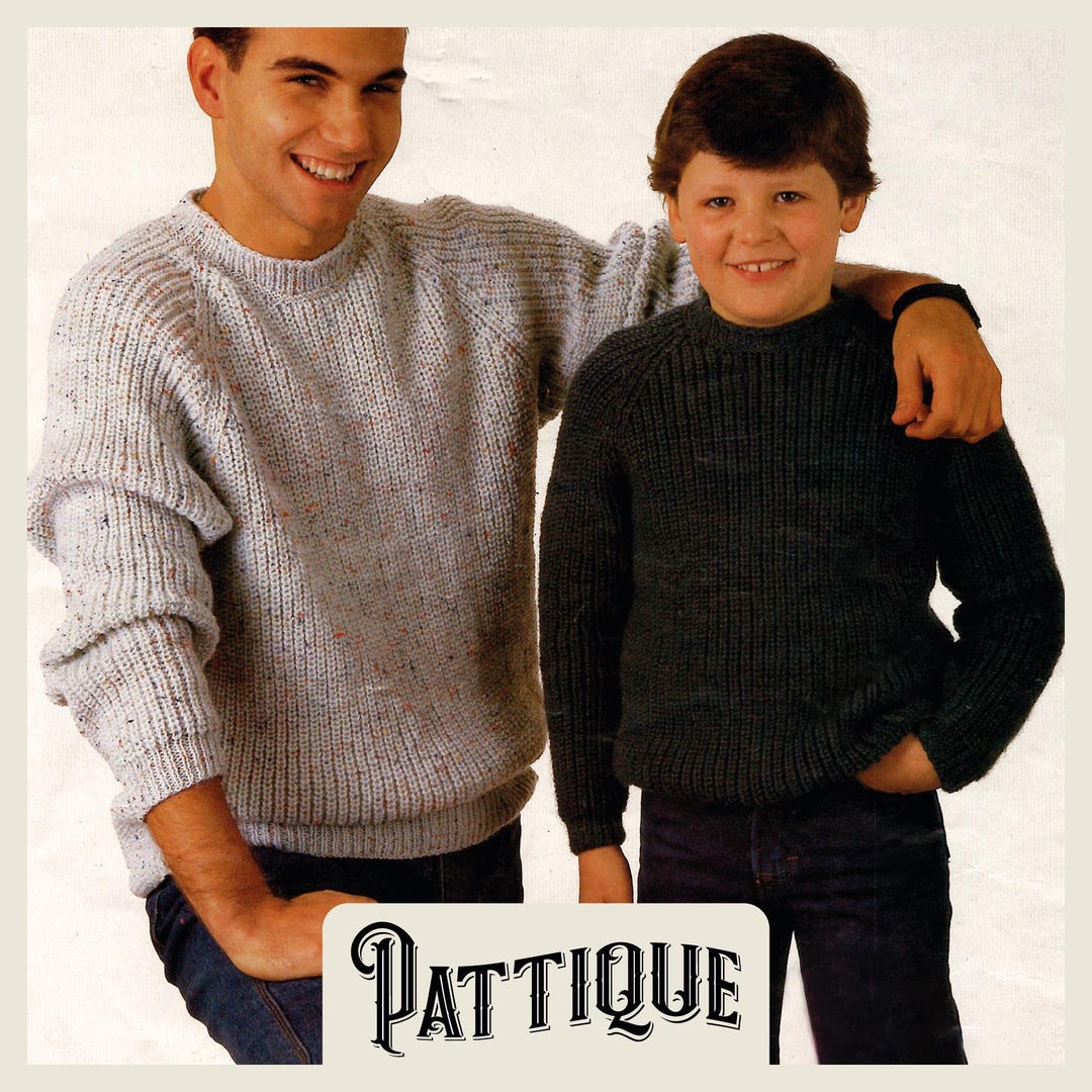 Men's Boy's Father & Son Matching Sweater Knitting Pattern - Easy Knit ...
