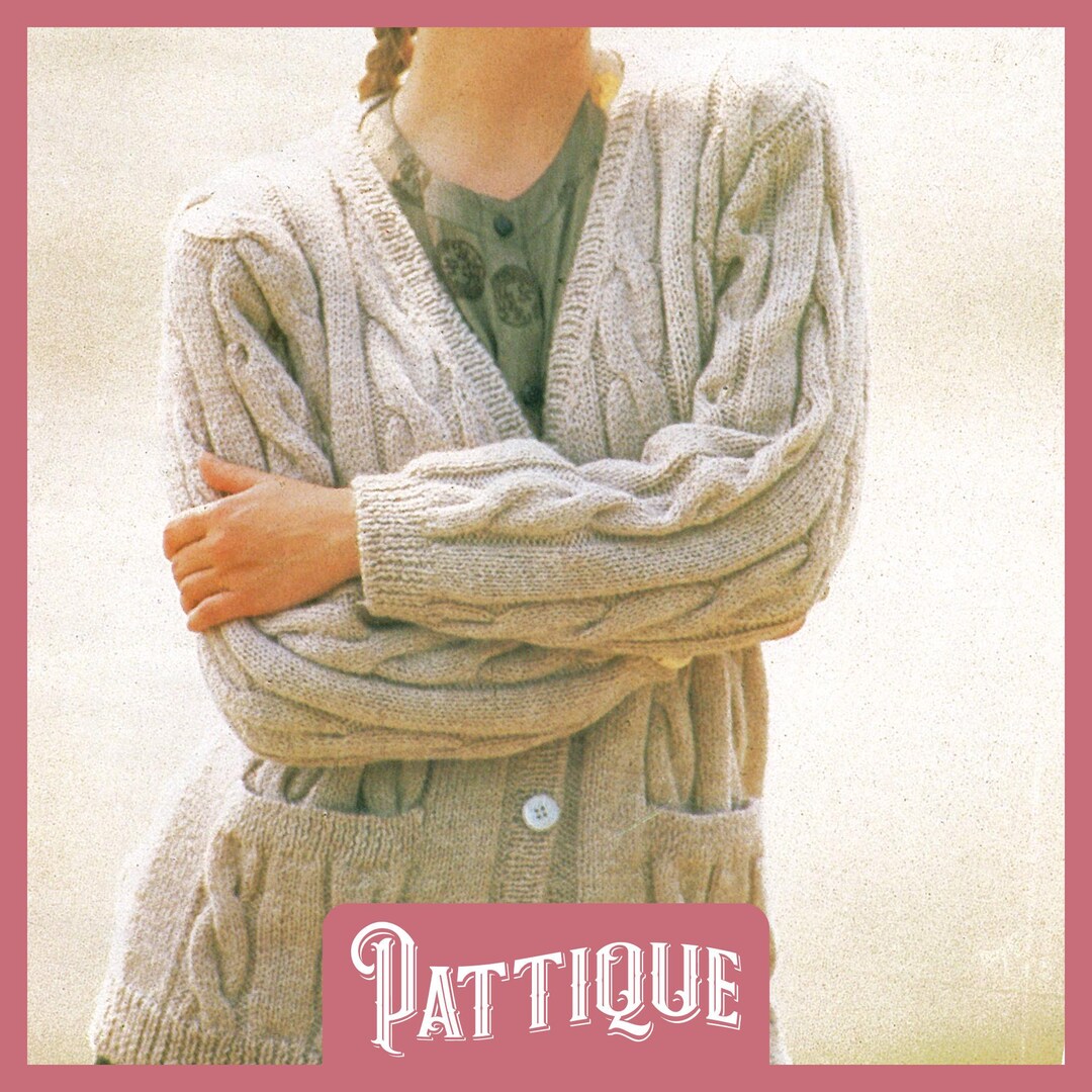 Beautiful Women's Ladies Classic Cable Panelled Cardigan Knitting ...