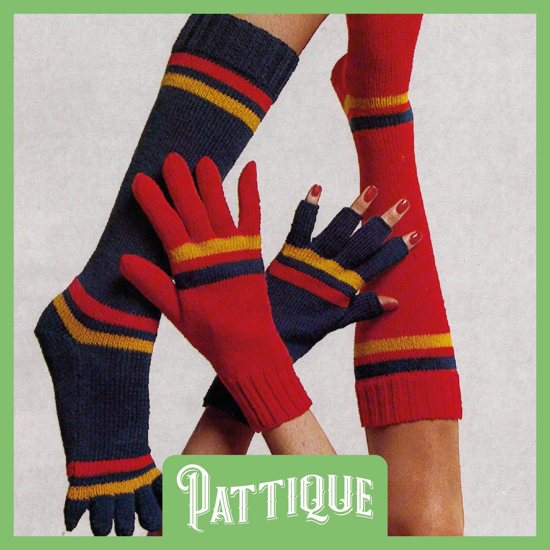 Easy Knit Fingers & Feet Knitting Pattern - Gloves, Long Socks ...