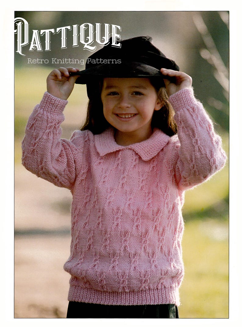 Beautiful Girl's Sweater Knitting Pattern - Collar, Decorative Design ...