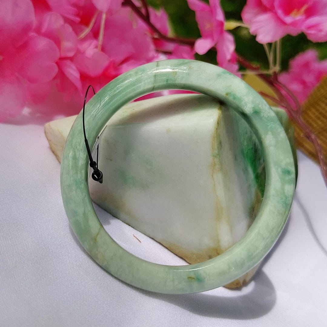 Natural Burmese Jadeite Bangle: Grade A Green Jade Bracelet (57.7mm - Etsy