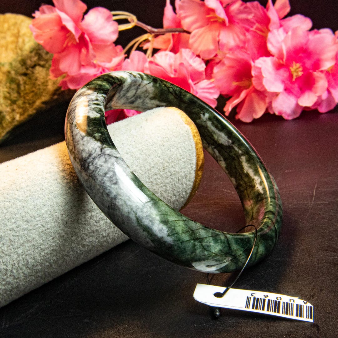 62MM Rare Genuine Burmese Jadeite Jade Bracelet – Grade A Moss Green ...
