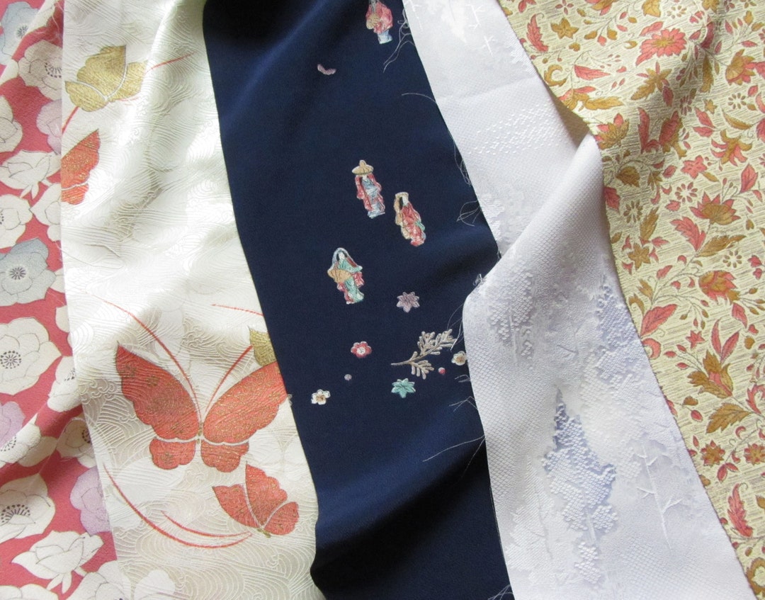 Vintage Japanese Kimono Haori Mixed Patchwork Bundle Pieces 5 Silk Strips Pack D - Etsy