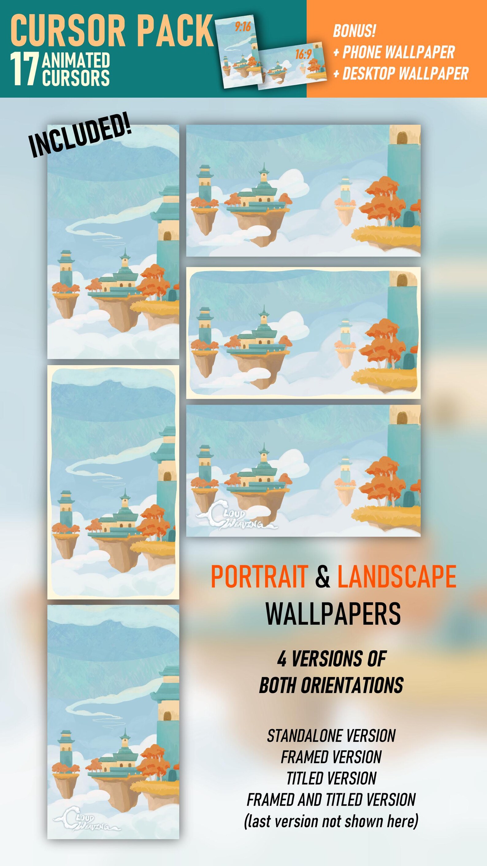 17 Animated Cursor Pack Cloud Themed BONUS Wallpaper for Phone and ...