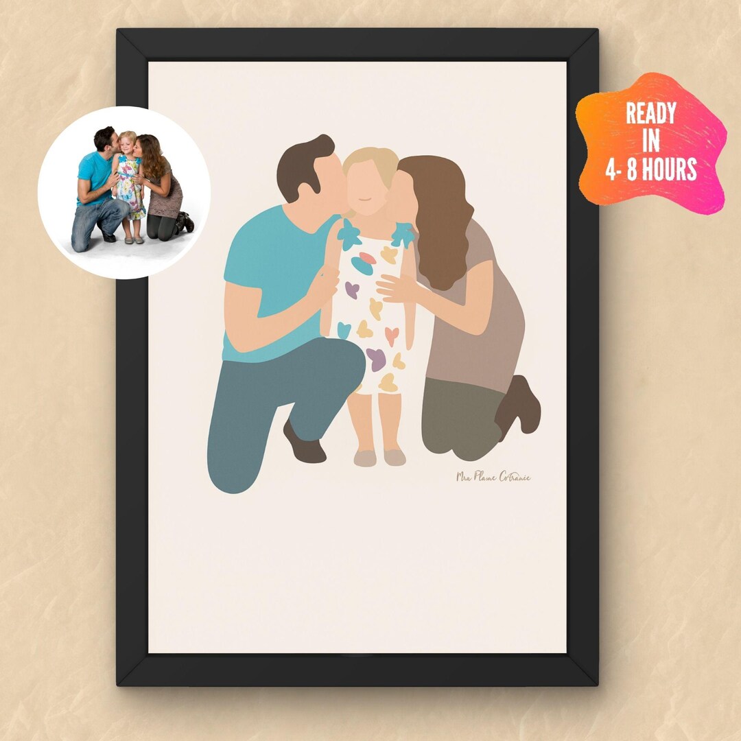 Custom Faceless Family Portrait From Photo – Minimalist Digital Art ...