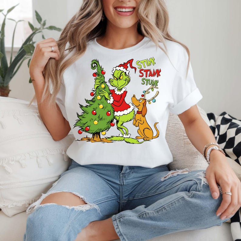 Preppy Christmas Movie Shirt Design, Green Monster PNG, Merry Christmas ...