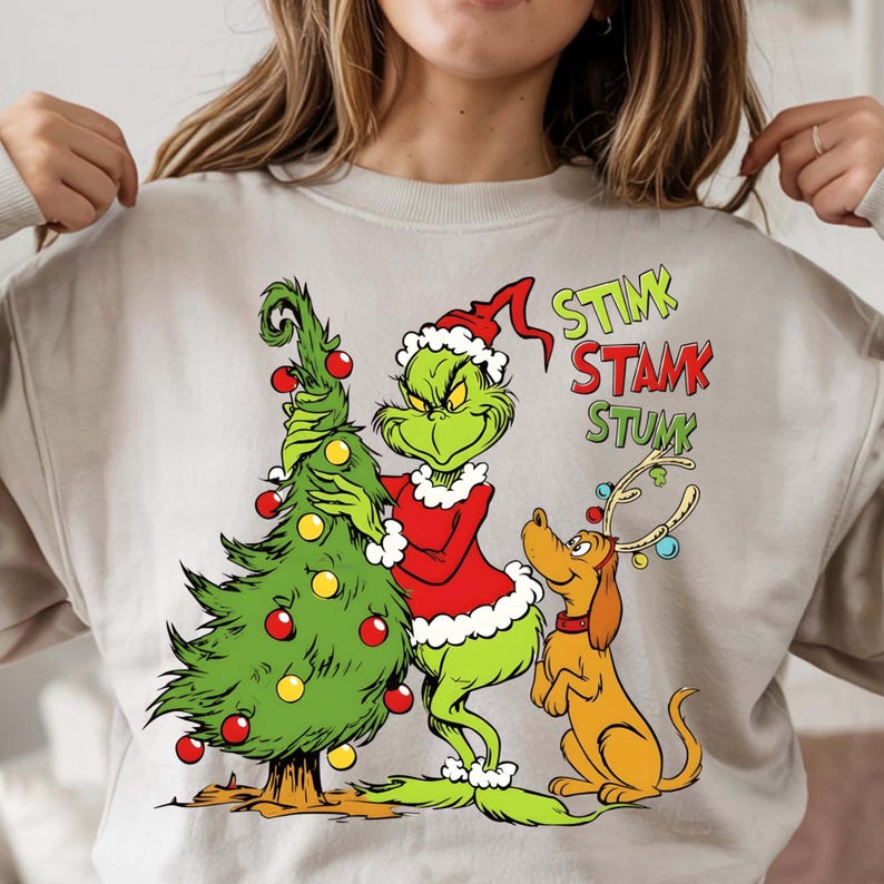 Preppy Christmas Movie Shirt Design, Green Monster PNG, Merry Christmas ...