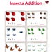 Insect Addition Pre-k, Kindergartner, 1st Grade Easy Addition Worksheet ...