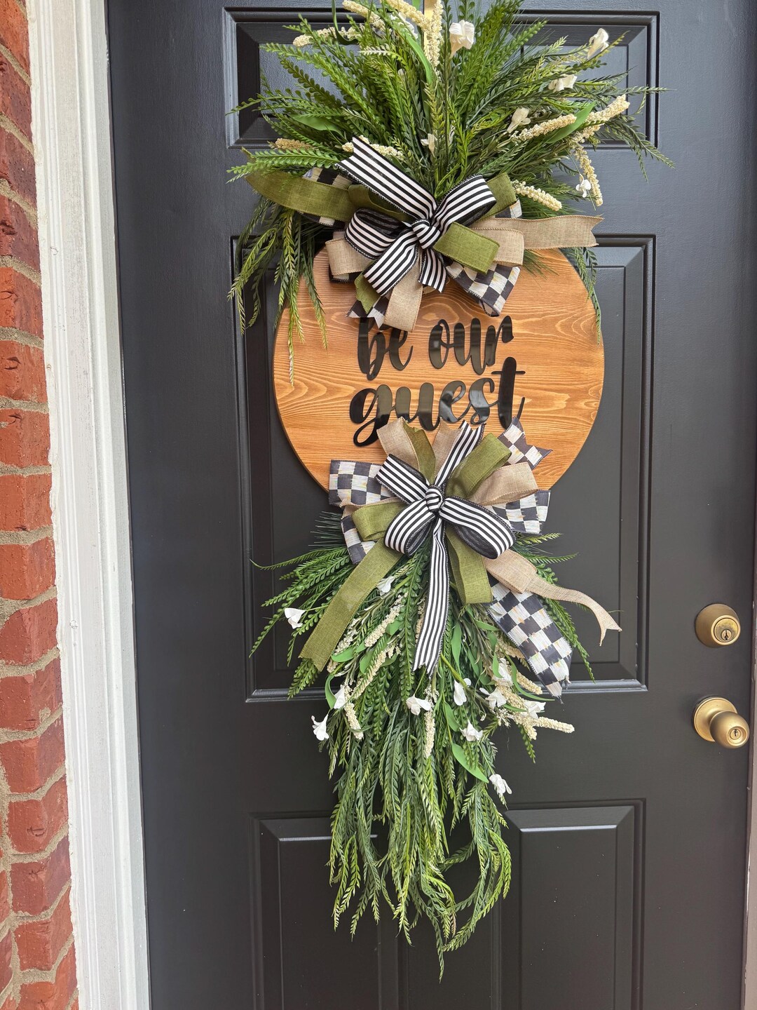 Be Our Guest Door Sign Wreath, Neutral Floral Wreath, Everyday Wreath ...