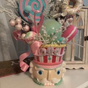 Nutcracket Centerpiece, Christmas Table Arrangement, Pink and White Arrangement, Christmas ...