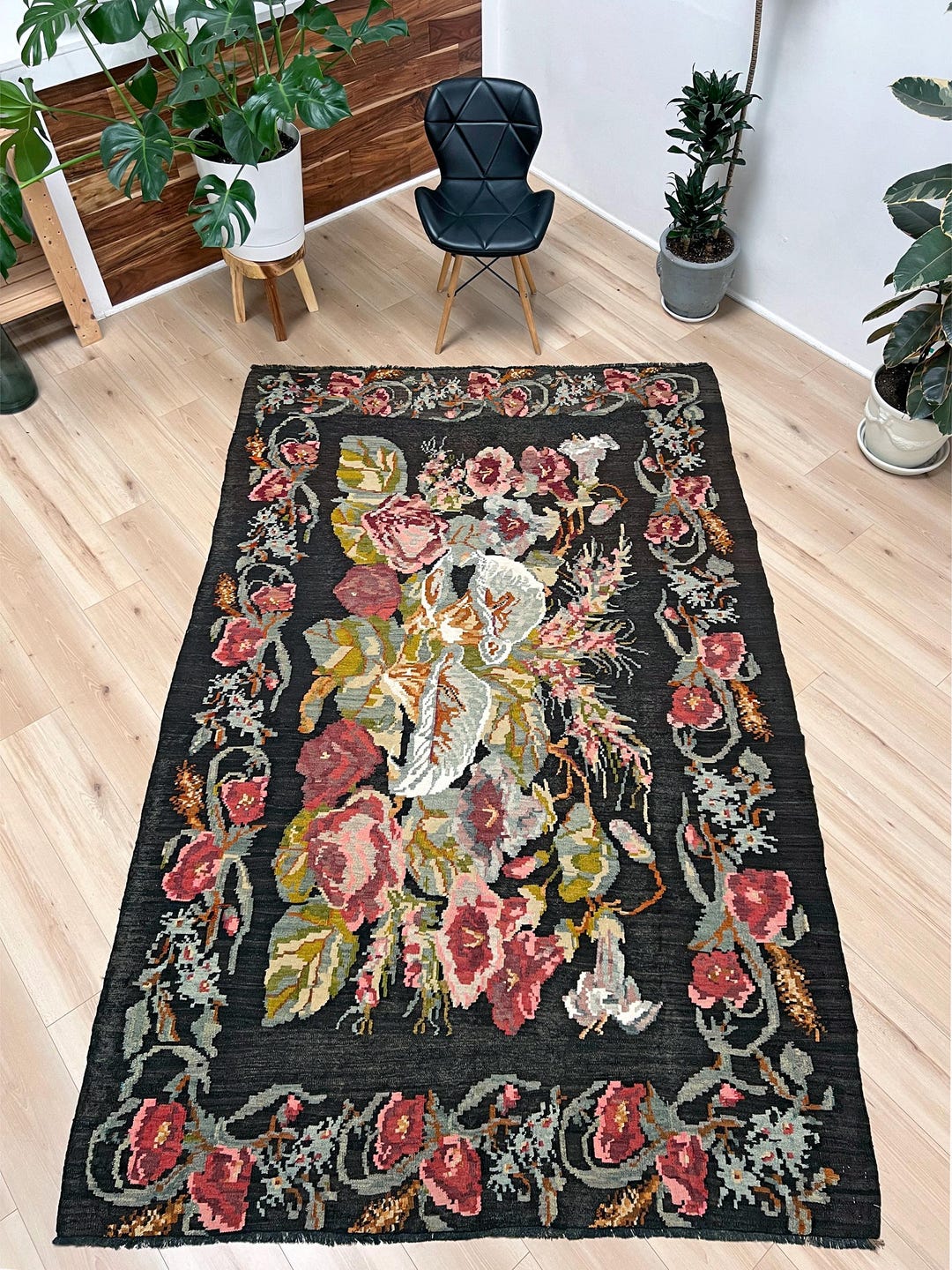 6x8 Ft Rose Moldovan Vintage Rug Handmade Wool Carpet Wall Hanging ...