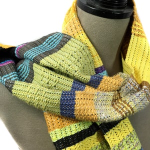 Frances Handwoven Modern Yellow Striped Scarf Bold Neon - Etsy