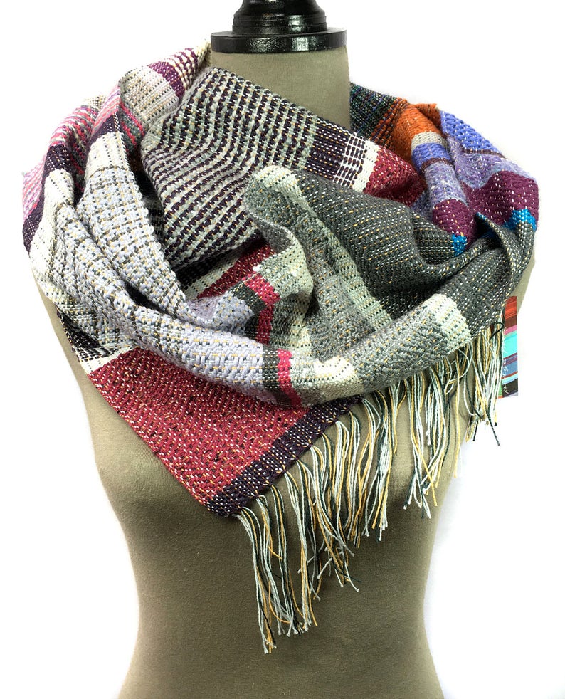Ruby Handwoven Purple & Gray Scarf Cheerful Striped Woven - Etsy