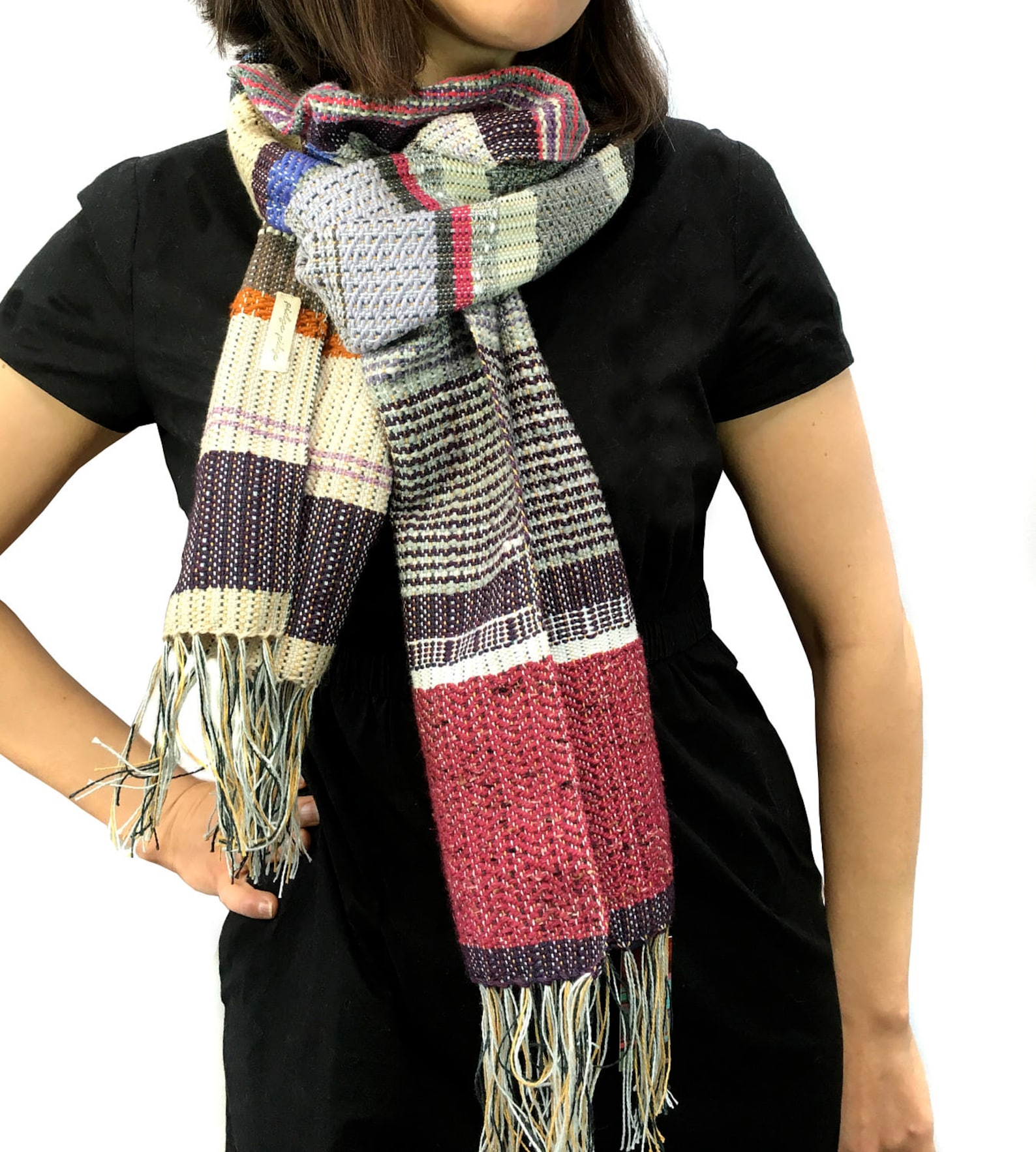 Ruby Handwoven Purple & Gray Scarf Cheerful Striped Woven - Etsy