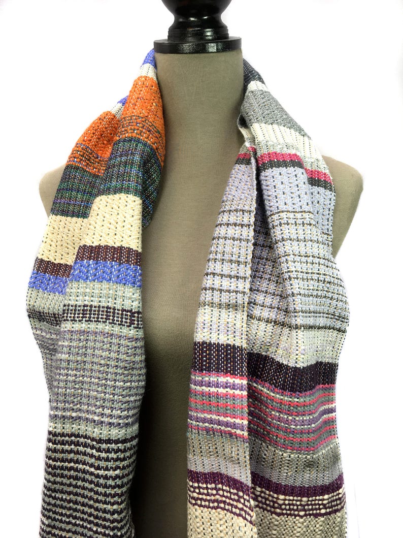 Ruby Handwoven Purple & Gray Scarf Cheerful Striped Woven - Etsy