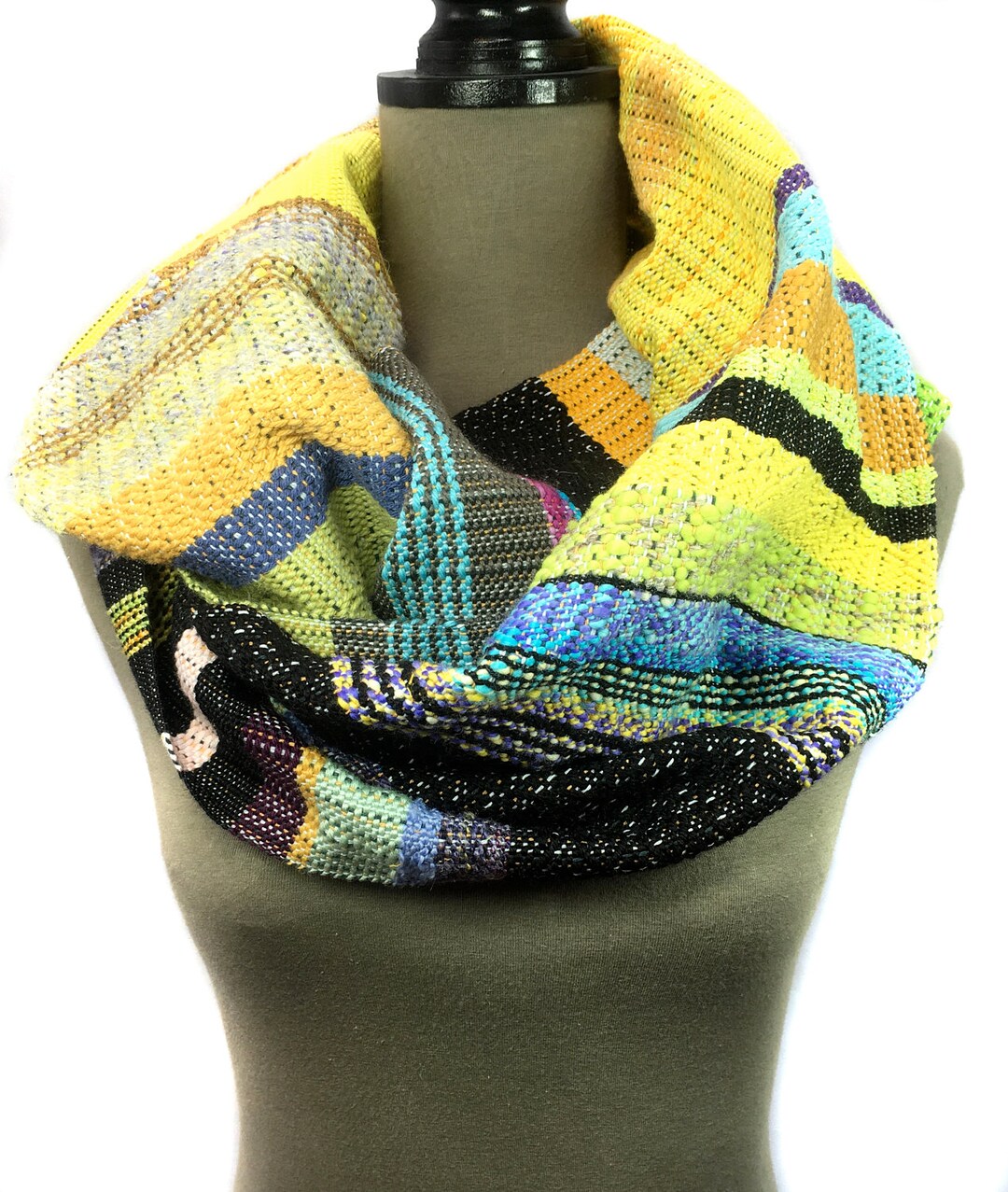 Frances Handwoven Modern Yellow Striped Scarf Bold Neon Women's Fashion ...