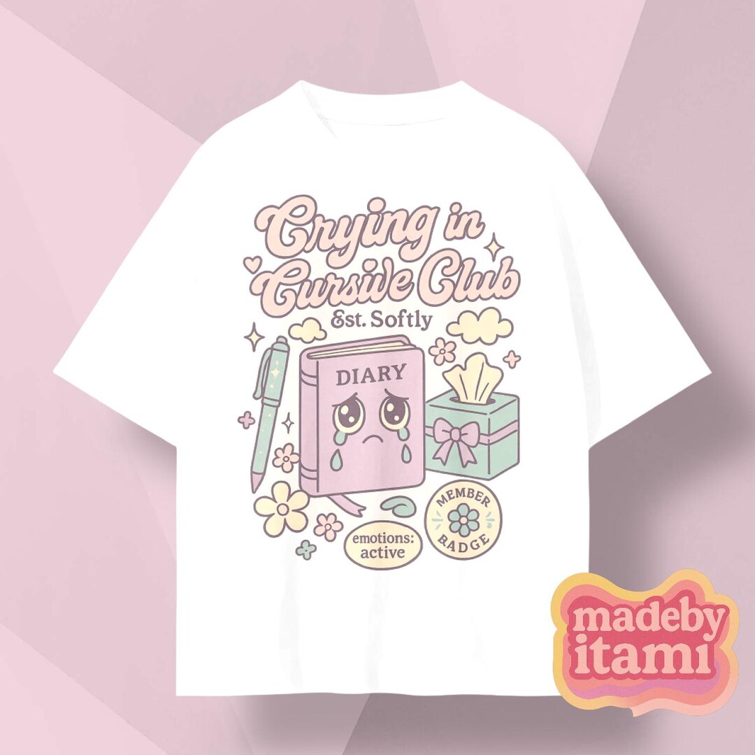 Crying in Cursive Club T-shirt: Retro Mental Health Graphic Tee - Etsy
