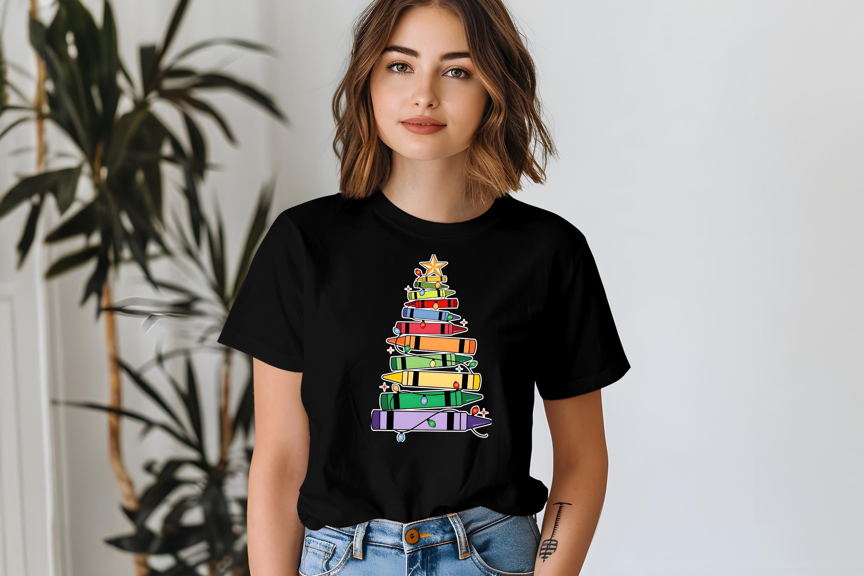 Crayon Tree Light Shirt, Teacher Christmas Shirt, Christmas Tree ...