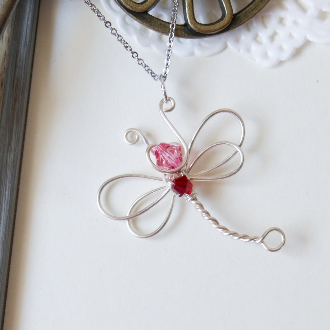 Dragonfly Friendship Necklaces Mother/daughter Necklaces - Etsy
