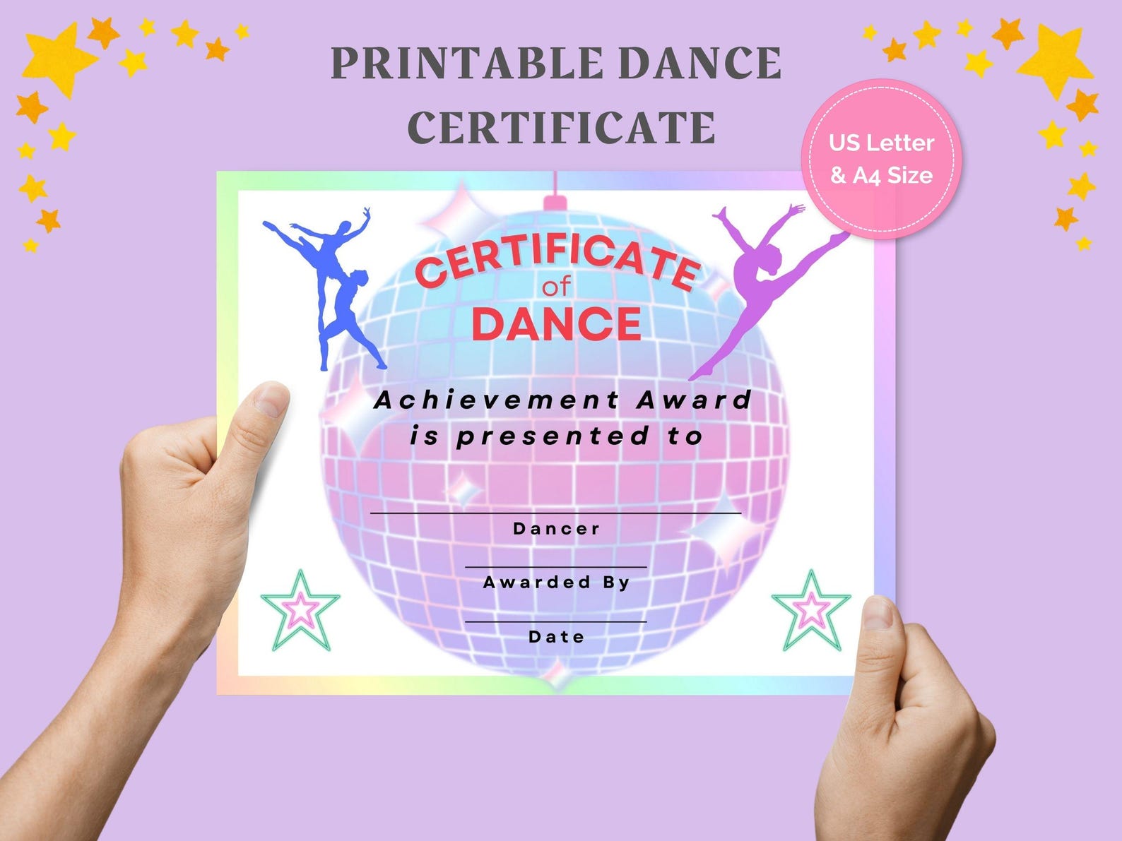 Dance Certificate Template, Printable Award Certificate, Let the Music ...