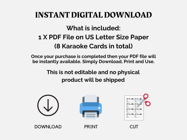 Song Request Cards for Karaoke Events, Printable Karaoke Slips, Print ...