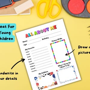 All About Me Printable, Back to School Activity for Kids, Drawing and Writing Activity, Children ...